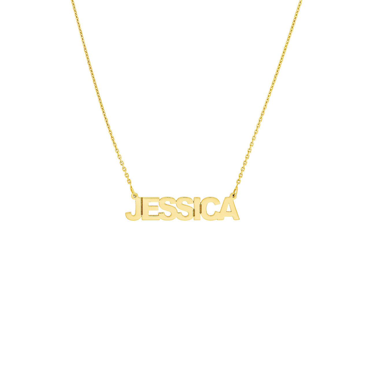 Block Letter Nameplate Necklace | Personalized Name Necklace Gold